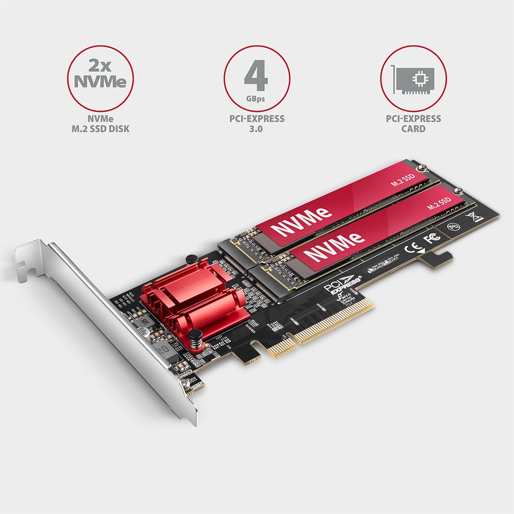 PCEM2-ND PCIe 2x NVMe M.2 controller | AXAGON