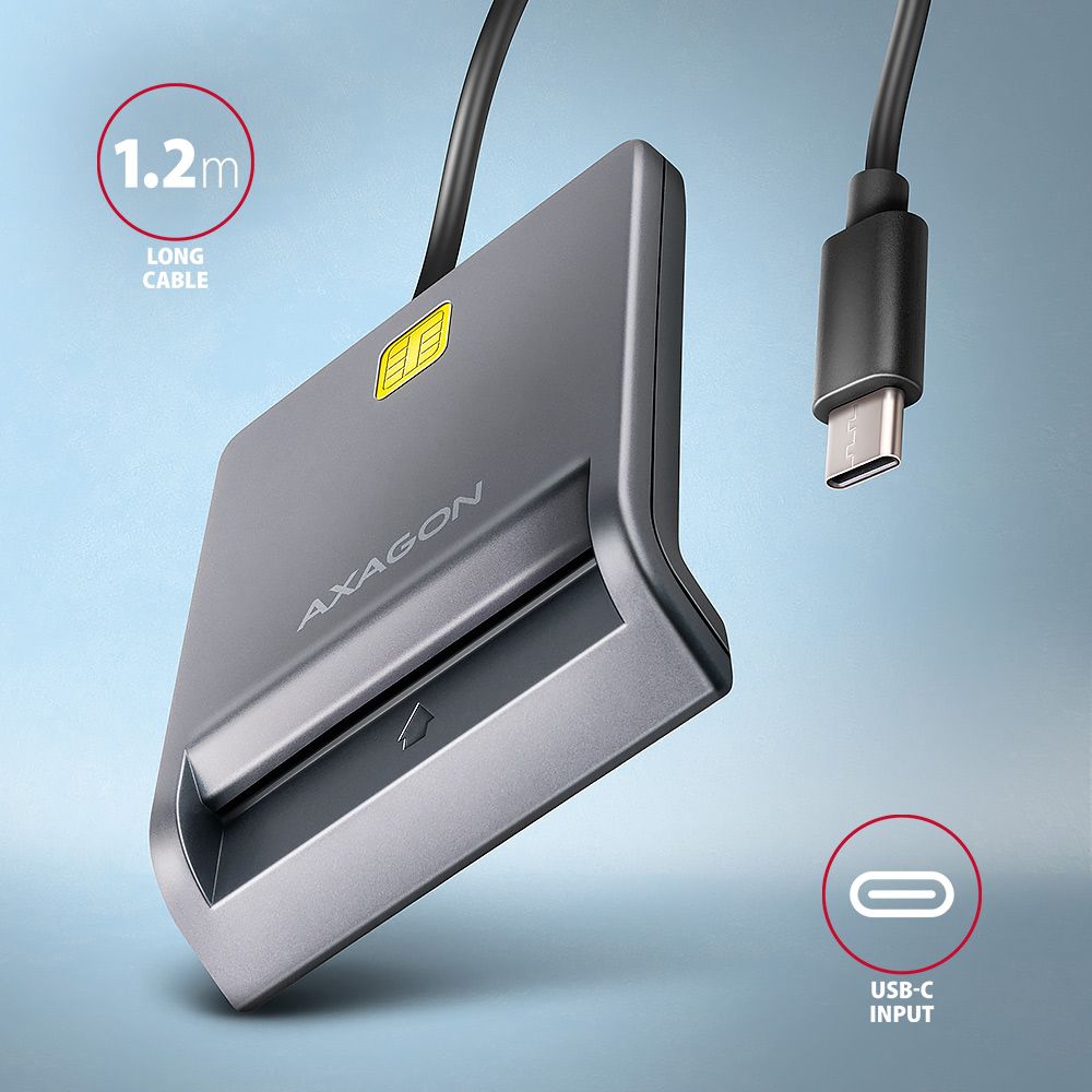 CRE-SM3TC USB-C Smart card FlatReader | AXAGON