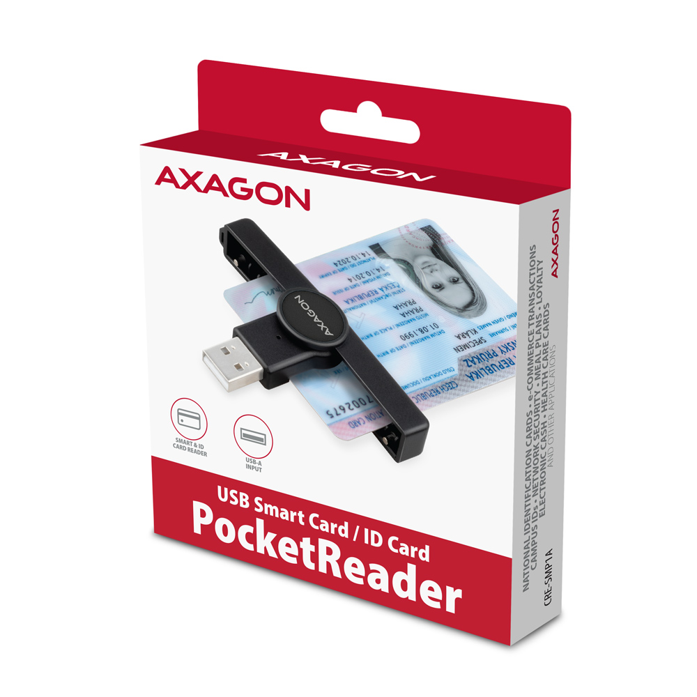 CRE-SMP1A USB-A Smart card PocketReader | Axagon