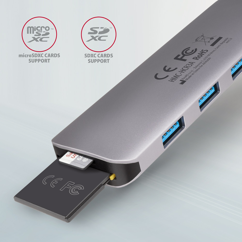 HMC-HCR3A SuperSpeed USB-C COMBO 5in1 hub | Axagon