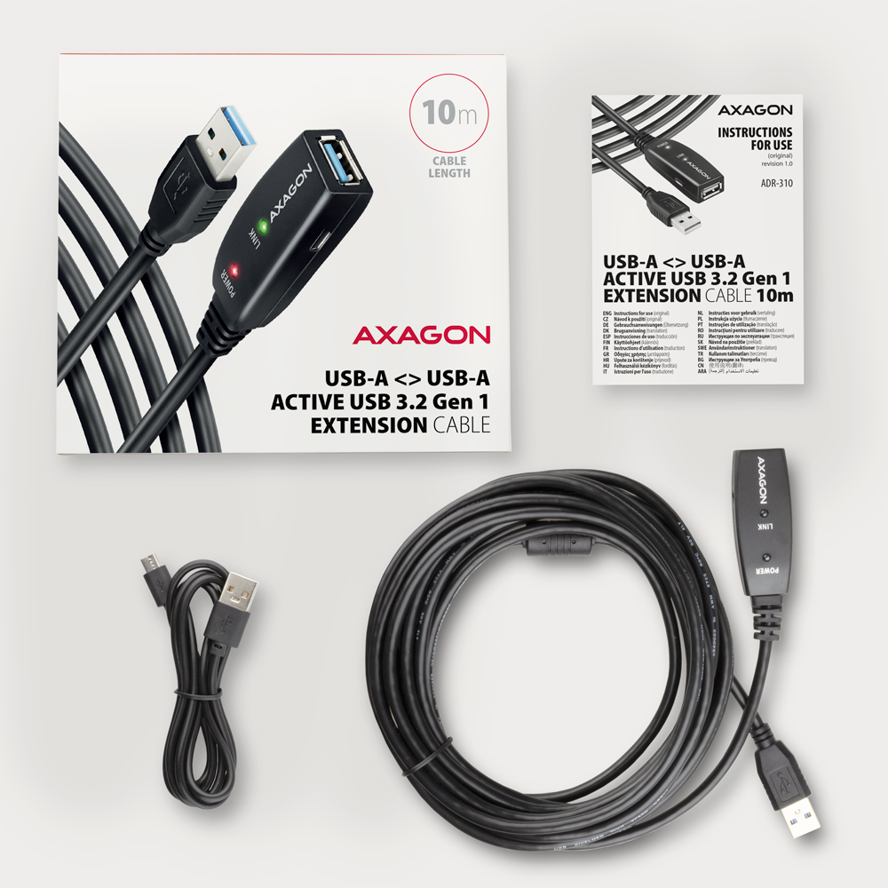 ADR-310 USB repeater cable 10 m | Axagon
