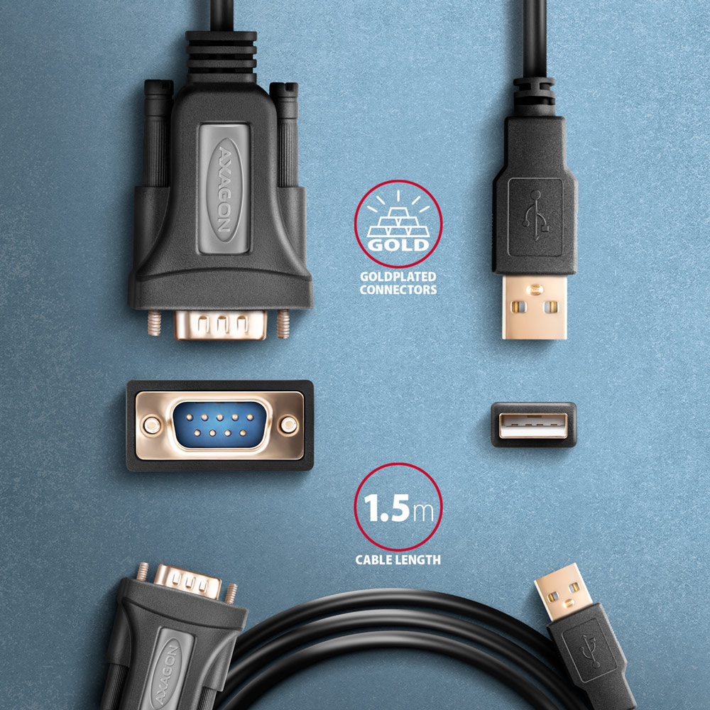 ADS-1PQN USB > SERIAL ADVANCED active adapter | Axagon