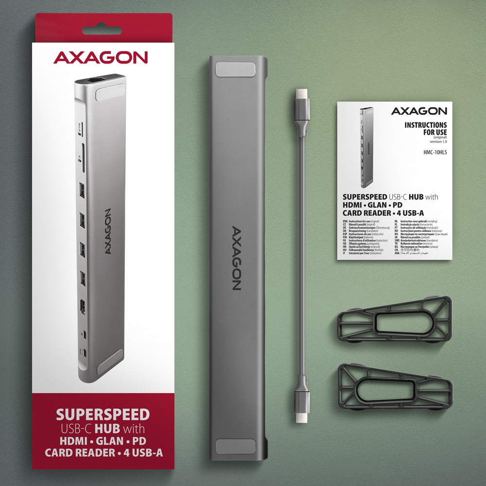 HMC-10HLS USB-C 5Gbps LONGER 9in1 hub | Axagon