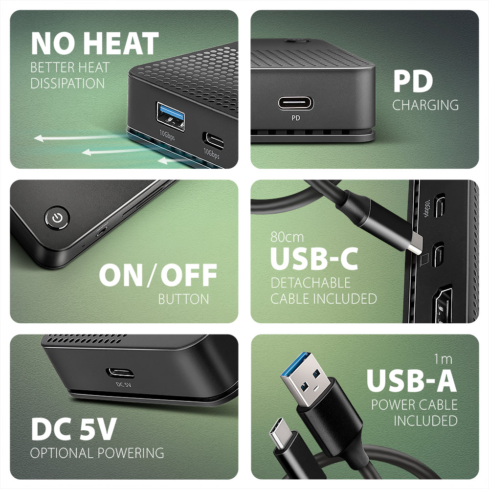 HMC-U4 USB4 40Gbps DUAL 4K DISPLAY 12in1 dock | Axagon
