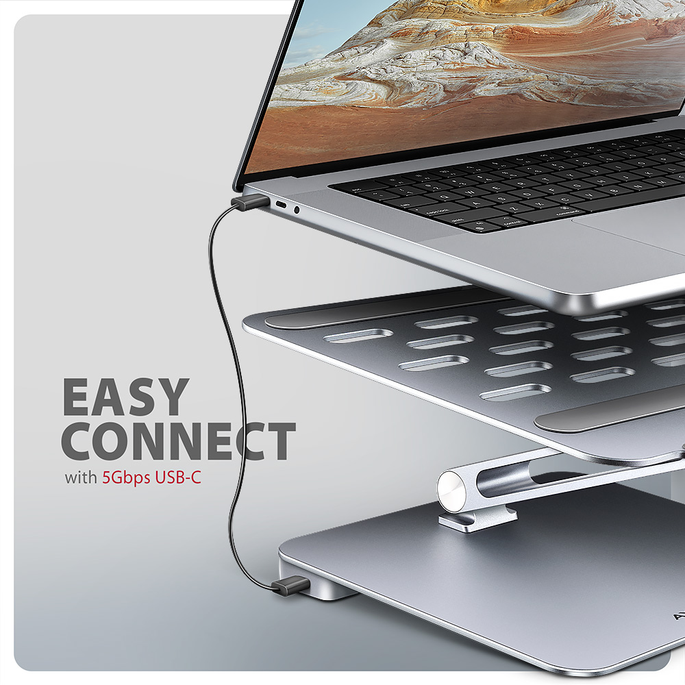 HMC-STND USB-C 5Gbps ALUMINUM STAND & HUB 7in1 | Axagon
