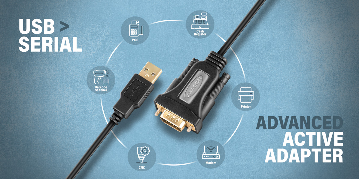 ADS-1PQN USB > SERIAL ADVANCED active adapter | Axagon